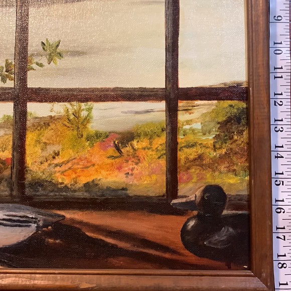 Wall Decor | 14x18in Peering Out The Window Oil Painting Hard Canvas ...